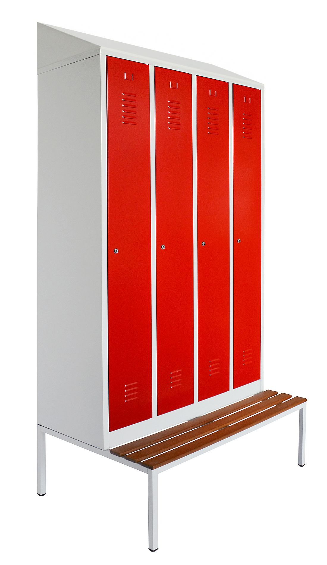 Spind mit 4 Abteilen 180x117x50 GRAU/ROT