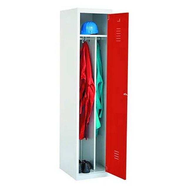 Spind mit einem Abteil und Schwarz-Weiß-Trennung 180x41,5x50 GRAU/ROT