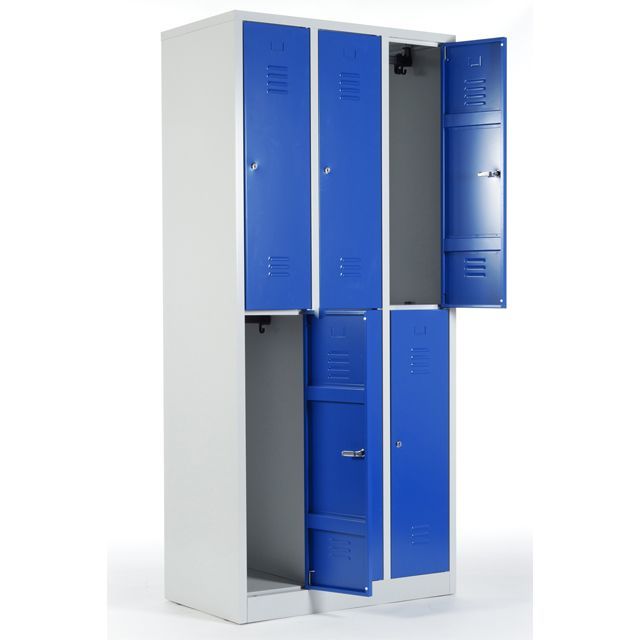 Spind mit 3x2 Abteilen 195x90x50 GRAU/BLAU