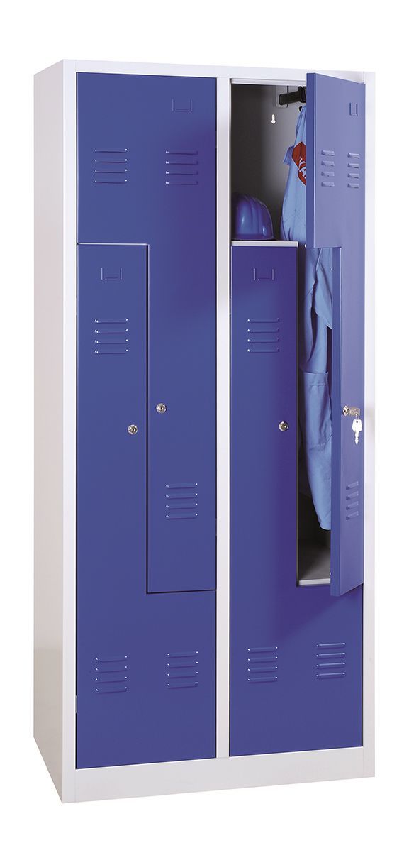 Spind in Z-Form | 4 Abteile 180x80x50 GRAU/BLAU