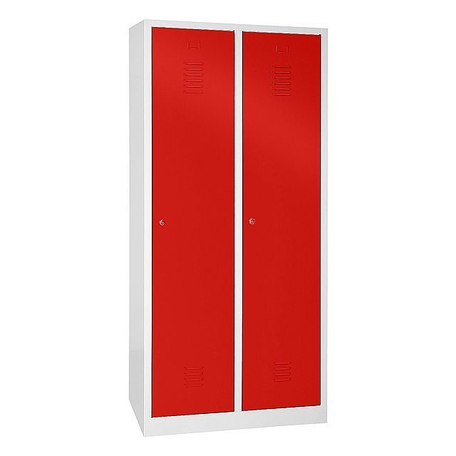 Spind mit 2 Abteilen und Schwarz-Weiß-Trennung 180x80x50 GRAU/ROT