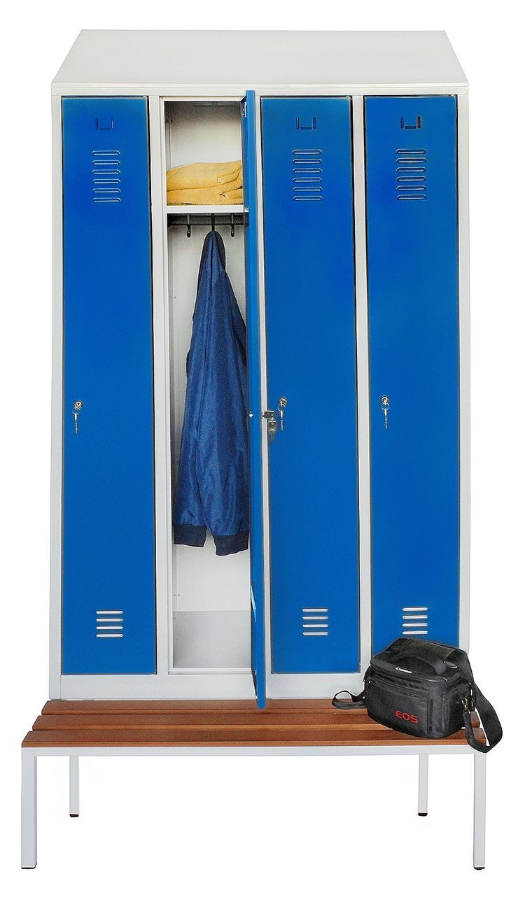 Spind mit 4 Abteilen 180x117x50 GRAU/BLAU