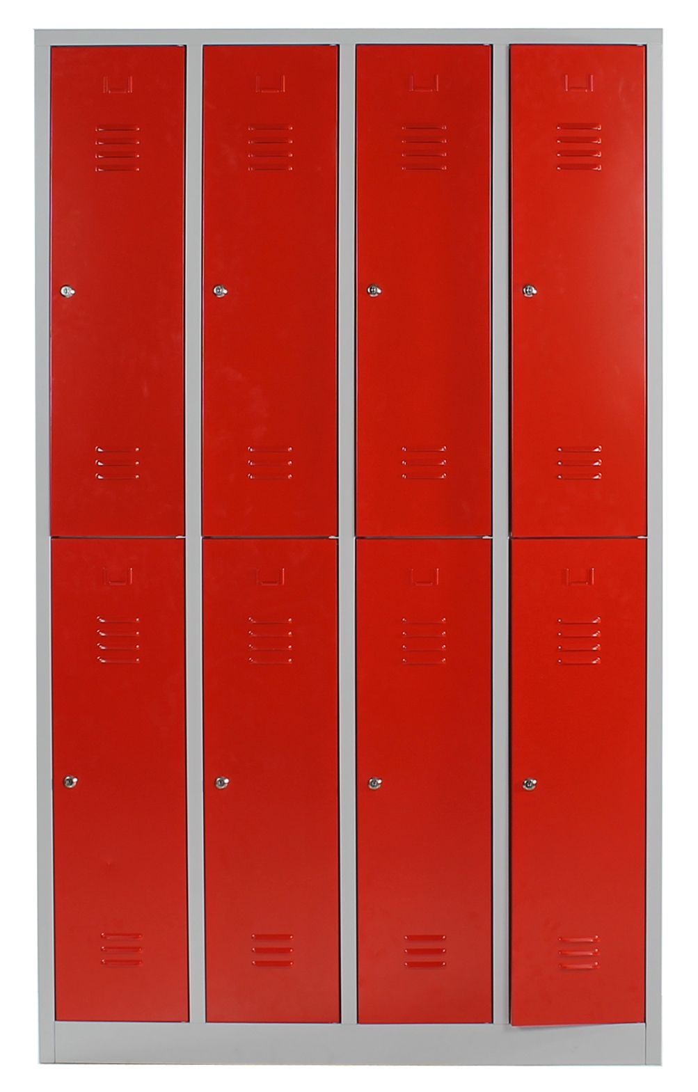 Spind mit 4x2 Abteilen 195x117x50 GRAU/ROT