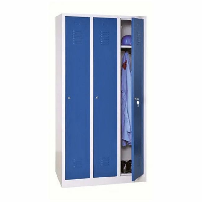 Spind mit 3 Abteilen 180x90x50 GRAU/BLAU