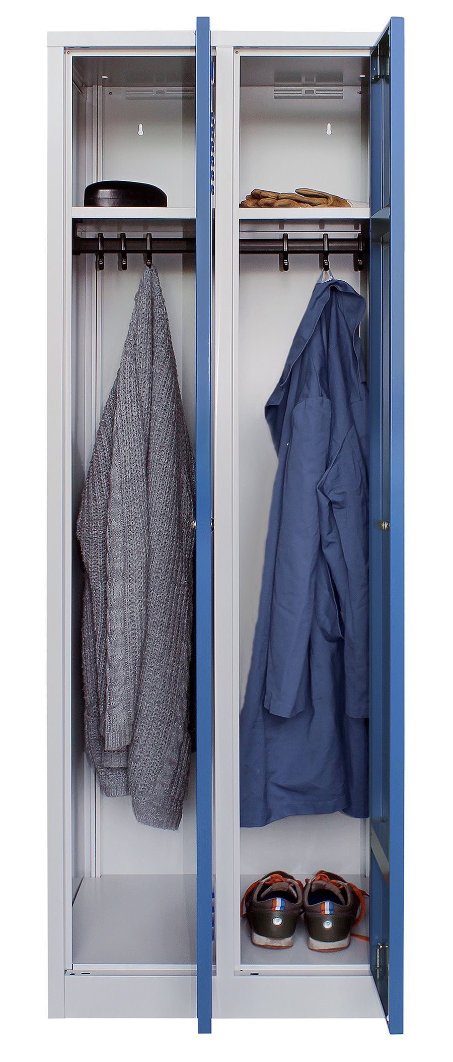 Spind mit 2 Abteilen 180x60x50 GRAU/BLAU