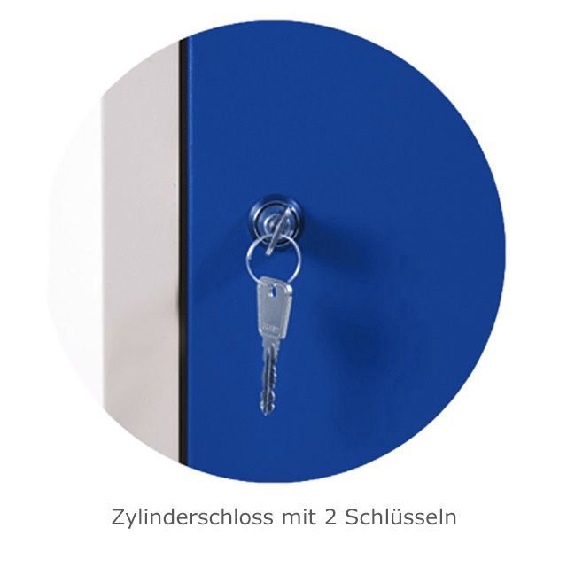 Spind mit 4x2 Abteilen 195x117x50 GRAU/BLAU